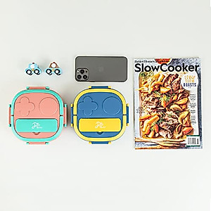 Lille Home 18oz Stainless Steel Leakproof 3-Compartment Bento Lunch Box/Portion Control Food Container with Lunch Bag and Foldable Spoon, BPA Free (Pink)