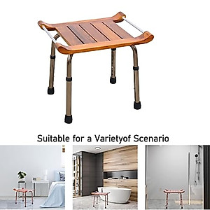 oiakus Bath Shower Seat, Teak Shower Chair Spa Shower Chair, Wooden Bathtub Shower Bench, Bath Chair with Non-Slip Feet, Shower Stool for Inside Shower, Supports 330lbs