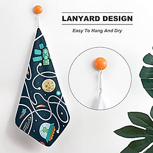 Lurnise Hand Towel Planet Hand Towels Dish Towel Lanyard Design for Bathroom Kitchen Sports
