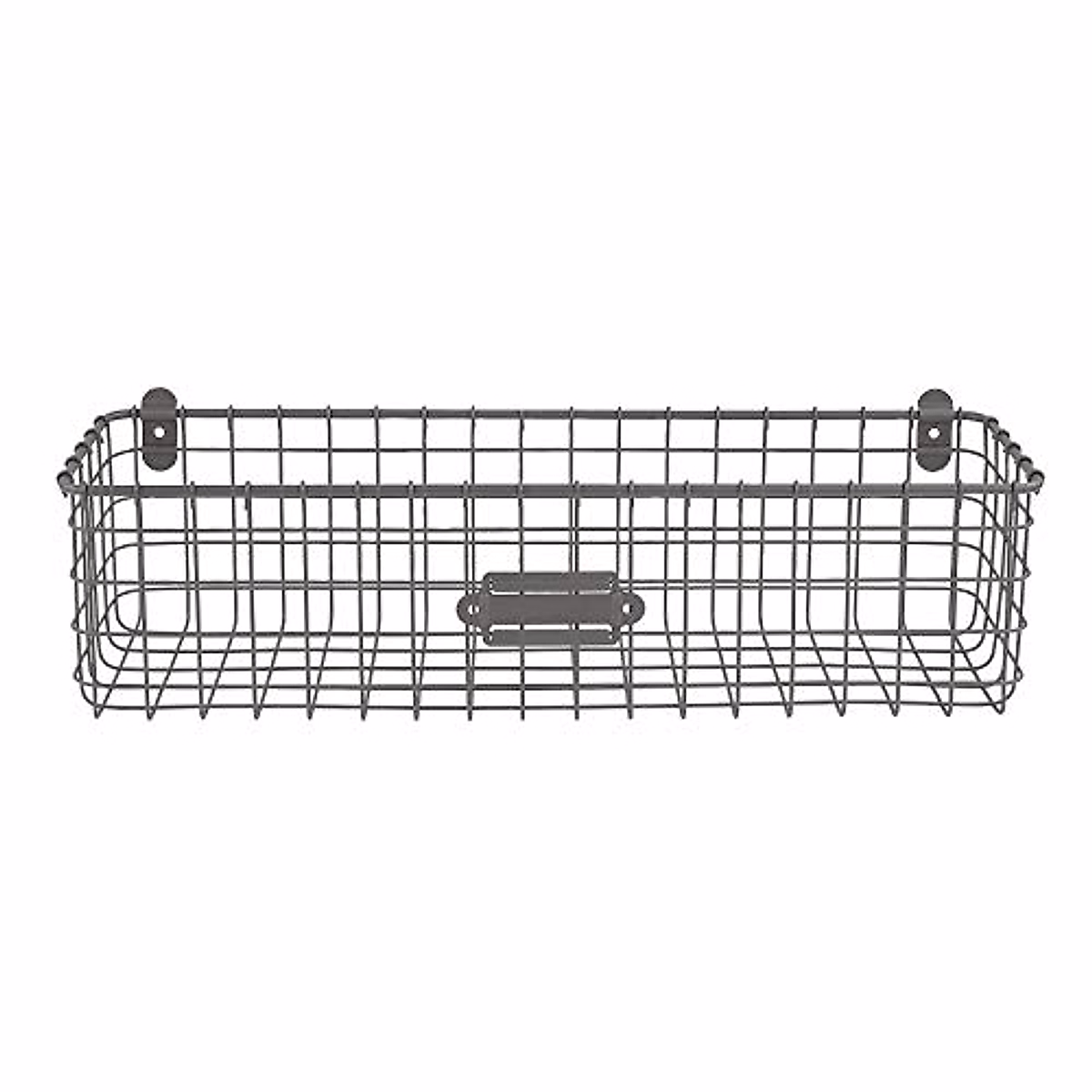 Spectrum Diversified Vintage Basket, Rustic Farmhouse Kitchen Cabinet & Pantry, Wall-Mounted Storage & Organization, 6x18.5x5.2 Inch (Pack of 1), Industrial Gray