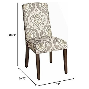 Homepop Home Decor | Upholstered Patterned Parsons Dining Chairs Set of 2 | Accent Chairs Set of 2 with Curved Back, Suri Brown
