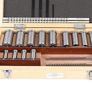 22 Piece Keyway Broach Kit Metric Size Metalworking Tool Bushing Spacer Set Bushing Metric Size 4mm B1, 5mmB1, 6mm C, 8mmC Broach with Tool Box, 13 Piece Bushing and 5 Piece Spacer Metalworking Tool