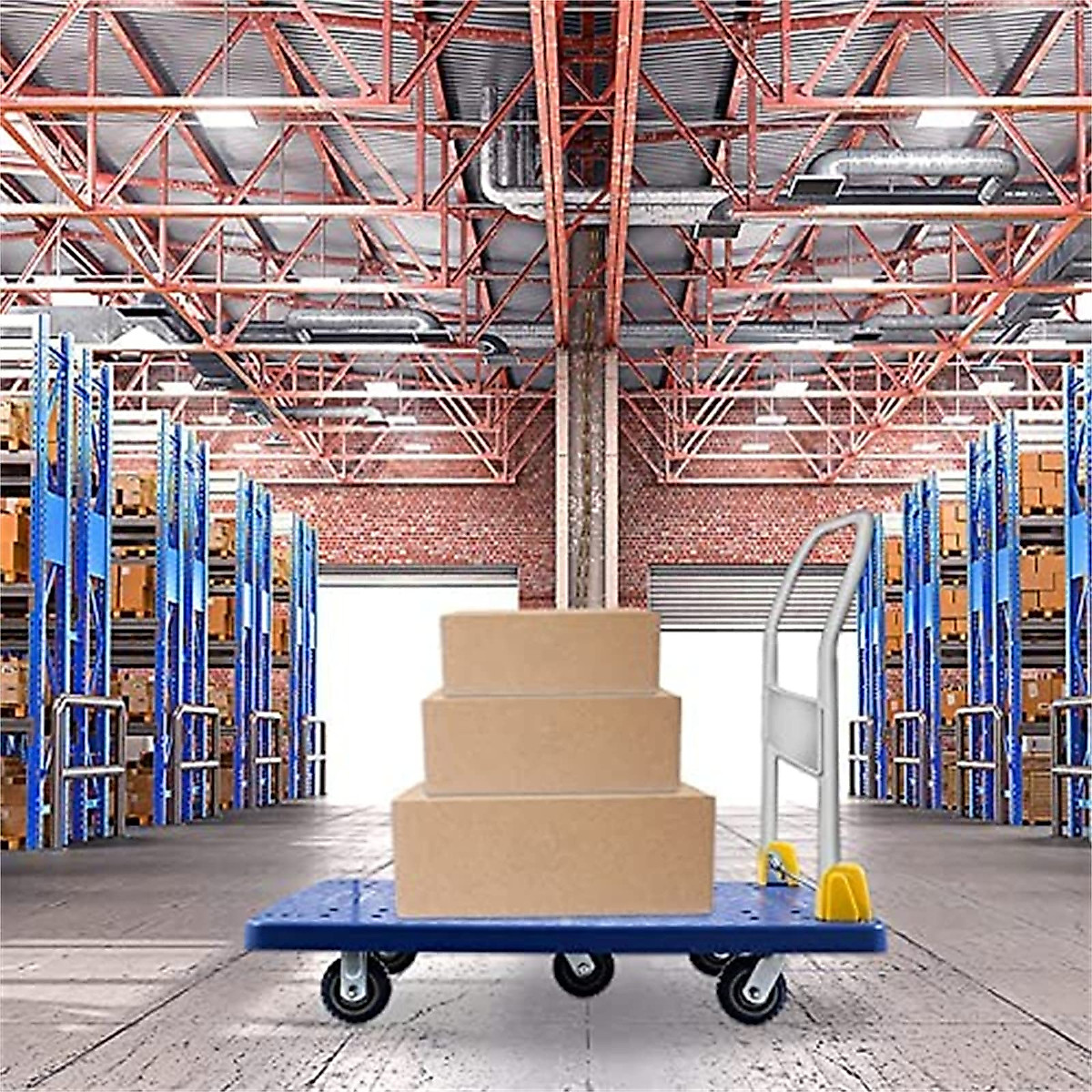 Platform Truck with 1320lb Weight Capacity and 360 Degree Swivel Wheels, Foldable Push Hand Cart for Loading and Storage, Blue