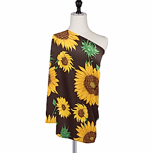 Nursing Cover Breastfeeding Scarf Sunflowers Black- Baby Car Seat Covers, Infant Stroller Cover, Carseat Canopy(v)