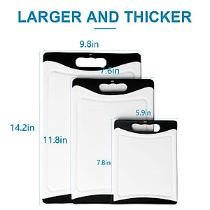 Cutting Board, Cutting Boards for Kitchen set of 3, Black Chopping Board Dishwasher safe, Easy Grip Non-slip Handle Border with Juicy Groove, Reversible, Chopping Food, Baking, Cooking Meat.