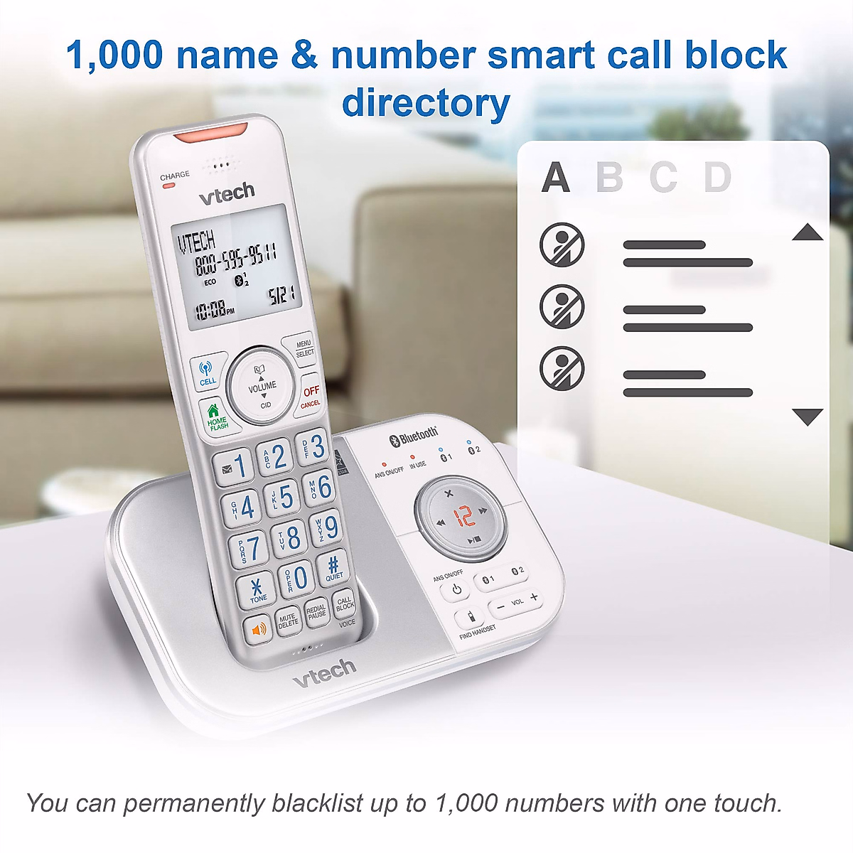 VTech VS112-27 DECT 6.0 Bluetooth 2 Handset Cordless Phone for Home ...