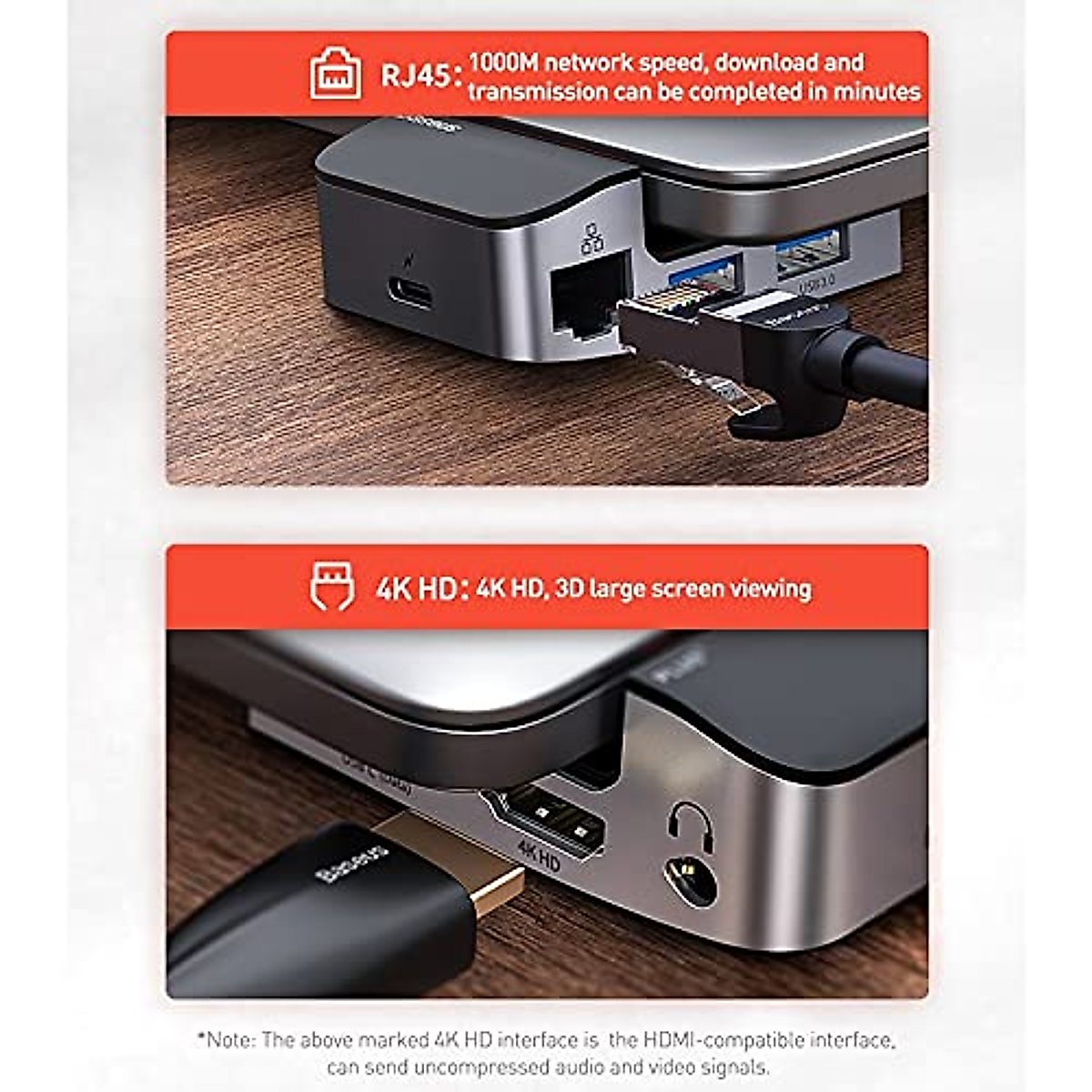 GPPZM 9 in 1 USB C HUB Type C HUB to 4KHD RJ45 Jack 3.5 Multi USB 3.0 PD Adapter for MacBook Pro USB-C Splitter Type-c USBC HUB