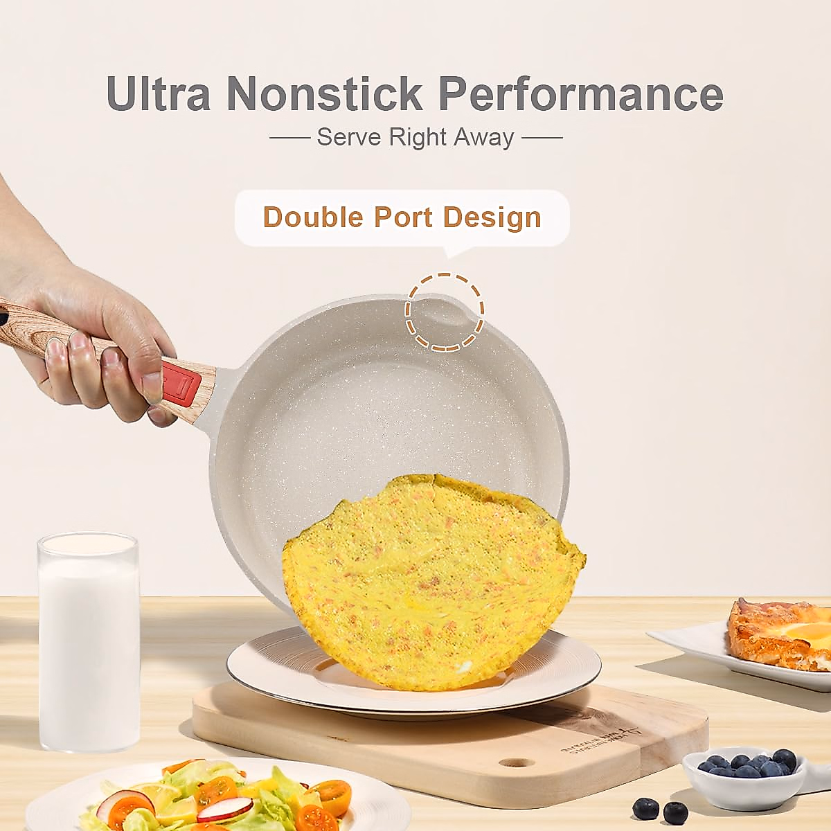 AIKENBBKK 11 Inch/5Qt Nonstick Deep Frying Pan with Lid, Non Stick Skillet with Removable Handle, Aluminum Sauté Pan Compatible with All Stovetops, Dishwasher& Oven Safe (White)