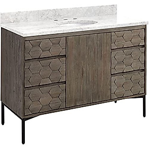 Signature Hardware 953141-48-UM-8 Devora 48" Free Standing Single Vanity Set with Wood Cabinet, Vanity Top, and Oval Undermount Vitreous China Sink - 8" Faucet Holes