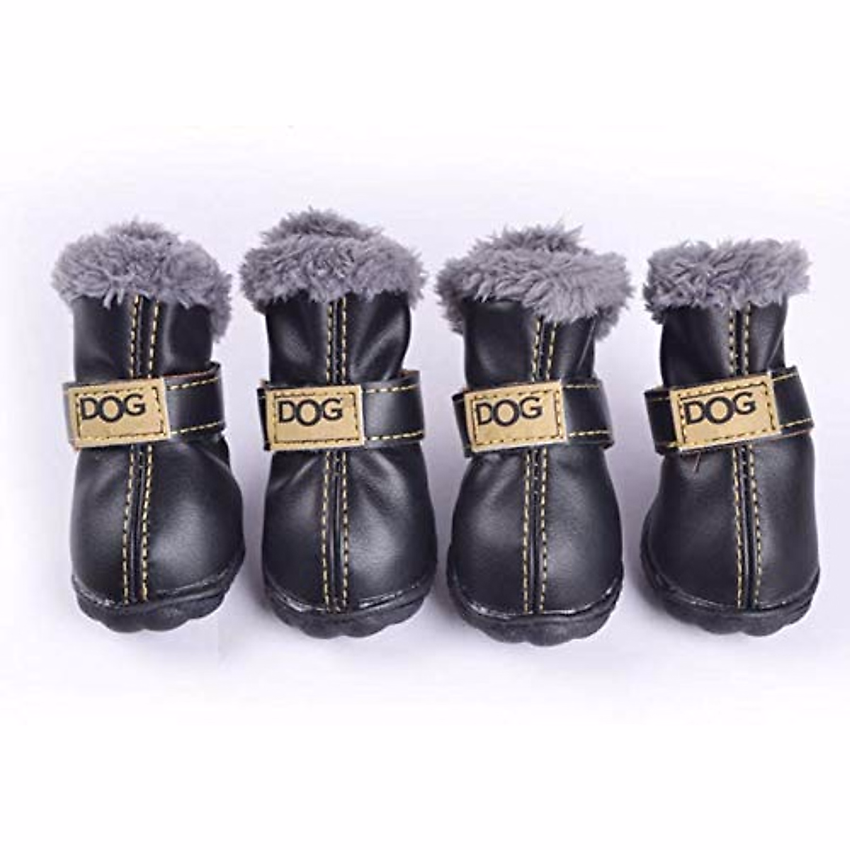 PIHAPPY Warm Winter Little Pet Dog Boots Skidproof Soft Snowman Anti-Slip Sole Paw Protectors Small Puppy Shoes 4PCS (S, Black)