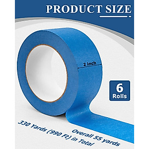 WeLiu Painters Tape 6 Rolls (990 Ft) Masking Tape, Blue Painter’s Tape for Home Office School, DIY Crafts, Labeling, Edge Finishing, 2 Inches x 55 Yards
