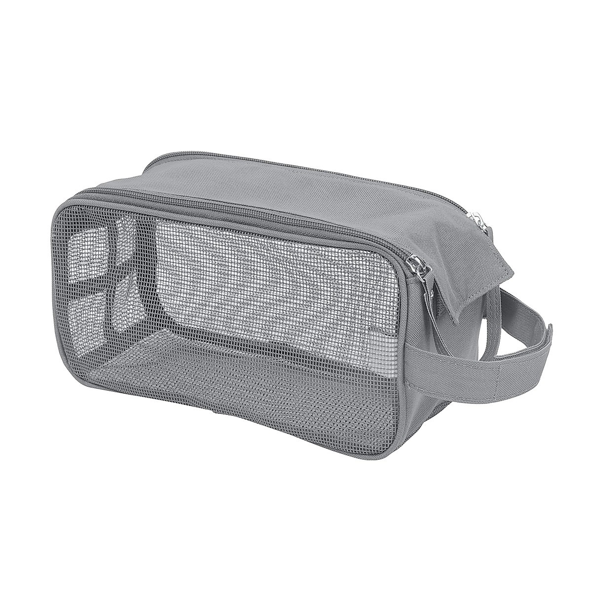 Simplify Hanging Mesh Toiletry Bag | Travel Organizer | Perfect for Dorm | Gym | Back to School | Shampoo | Shower Accessories | Grey