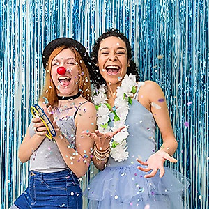 10 Pack Foil Curtain Backdrop Blue Metallic Tinsel Foil Fringe Curtains Photo Booth Props for Birthday Wedding Engagement Baby Shower Bachelorette Christmas Holiday Celebration Party Decorations