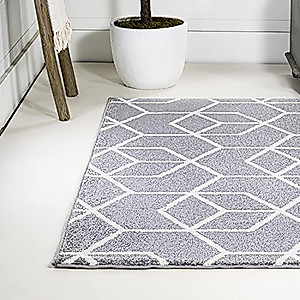 JONATHAN Y SEU101F-5 Tumbling Blocks Modern Geometric Indoor Area-Rug Contemporary Casual Easy-Cleaning Bedroom Kitchen Living Room Non Shedding, 5 X 8, Gray/White