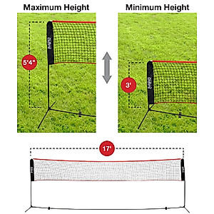 Xcello Sports Complete Badminton Racket Set - Includes 17-Foot Foldable Net, 4 Rackets, 6 Shuttlecocks, and Carry Bag
