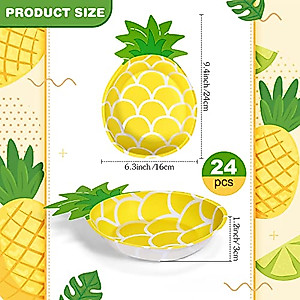 24 Count Pineapple Plates Hawaiian Tropical Luau Party Plates Kids' Adults Party Pineapple Dinner Plate for Birthday Baby Shower Wedding Hawaiian Summer Beach Party Decorations, 9.25 x 6.42 Inches