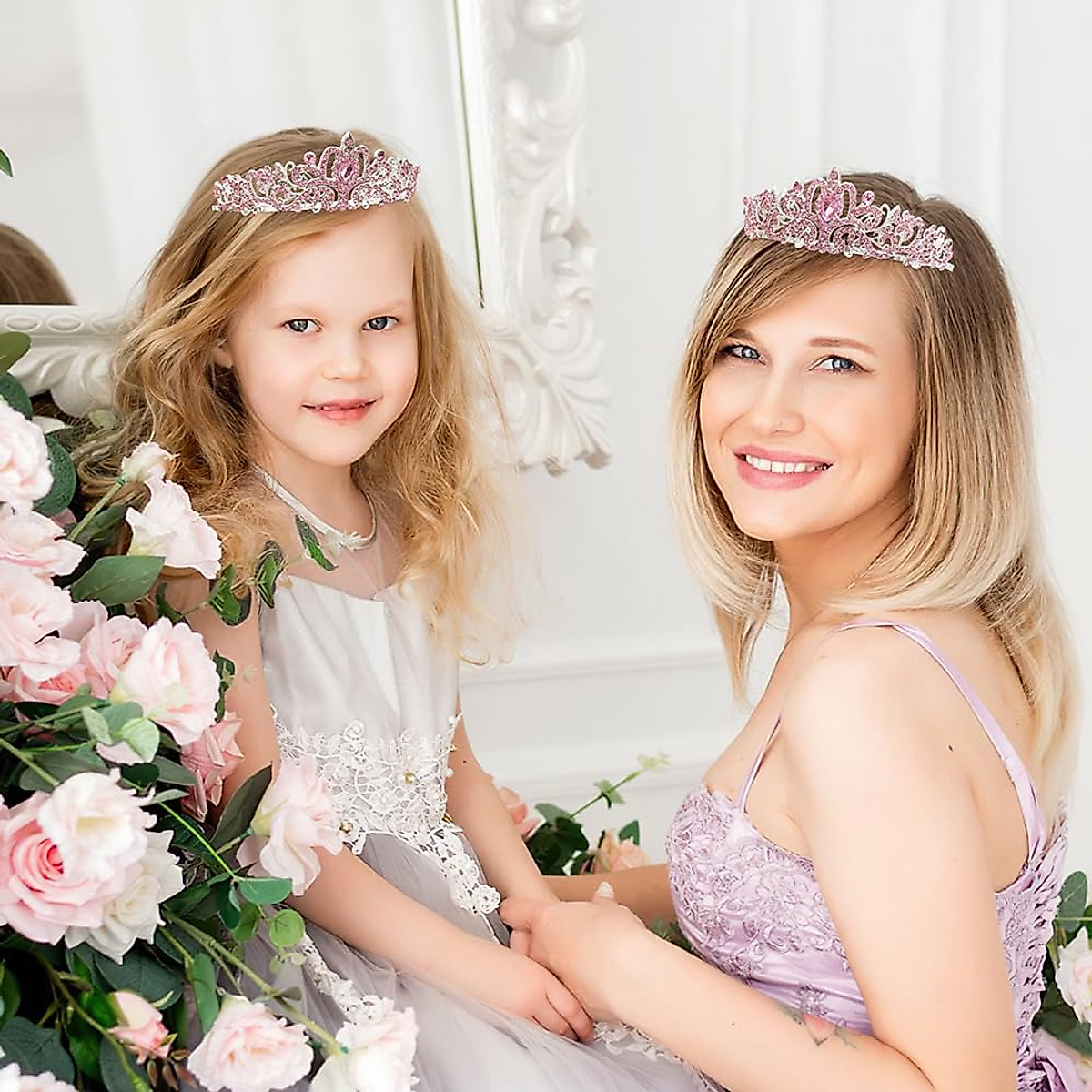 Crowns, Tiaras for Women, Pink Crown, Princess Crown, Birthday Crown, Crown Headband, Tiaras for Girls, Queen Crown, Princess Tiara, Rhinestone Headband, Pink Tiara for Women Wedding Crown for Bride