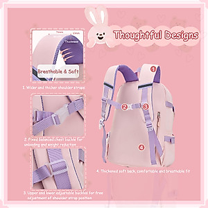 VIDOSCLA Bunny Girls Backpack for School Kawaii Kids Girls Book bags Cute Sequin School Bag for Girls