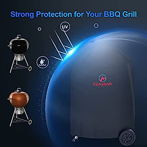 Comnova Charcoal Kettle Grill Cover - 600D BBQ Cover for Weber 22 Inch Charcoal Grill, Heavy Duty & Waterproof Covers for Weber 22 Inch Master Touch Charcoal Grill, Original Kettle Grill and More
