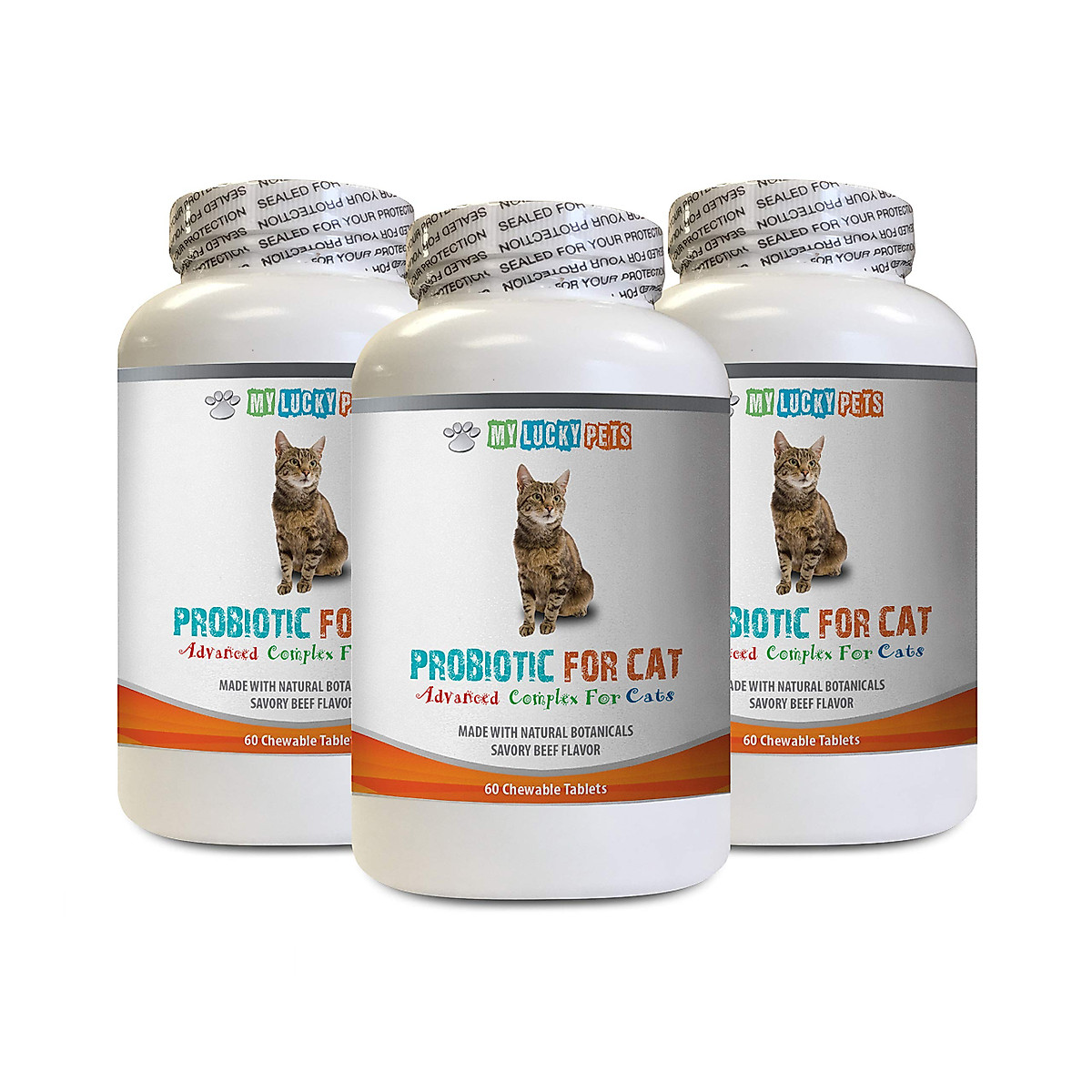 MY LUCKY PETS LLC cat Breath freshener - CAT PROBIOTICS - Advanced Natural Digestive AID Formula - GET RID of Bad Breath and Stop Diarrhea - salivarius probiotic - 3 Bottles (180 Treats)