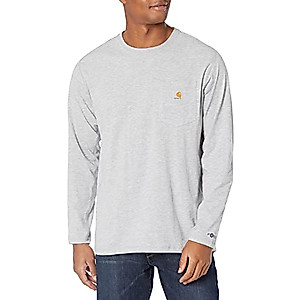 Carhartt Men's Force Relaxed Fit Midweight Long-Sleeve Pocket T-Shirt, Heather Grey, X-Large