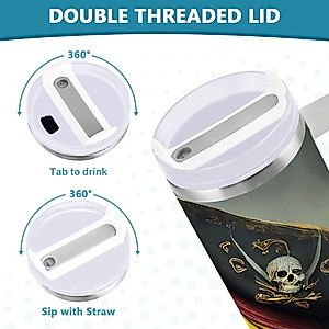 Exnundod 40 oz Tumbler with Handle Pirate Rubber Duck Insulated Stainless Steel Cup with Lid and Straw Travel Cup Leak-proof Fits in Car Cup Holder for Iced & Hot