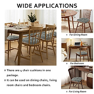 ELFJOY Chair Cushions for Dining Chairs Set of 4 Office Chair Cushion 18x18x3 Inches Kitchen Chair Pads Soft and Comfortable Seat Cushion with Ties and Non Slip Backing,Light Grey