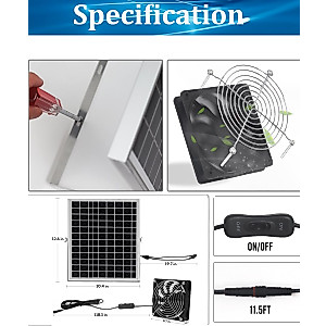 Aeecruny Solar Powered Fan Kit, Upgrade 15W Solar Panel Fan for Campervan, Greenhouse, Solar Exhaust Fan for Shed, Pet Houses