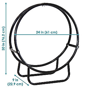 Sunnydaze 24-Inch Firewood Log Hoop - Indoor/Outdoor Round Tubular Steel Wood Storage Holder