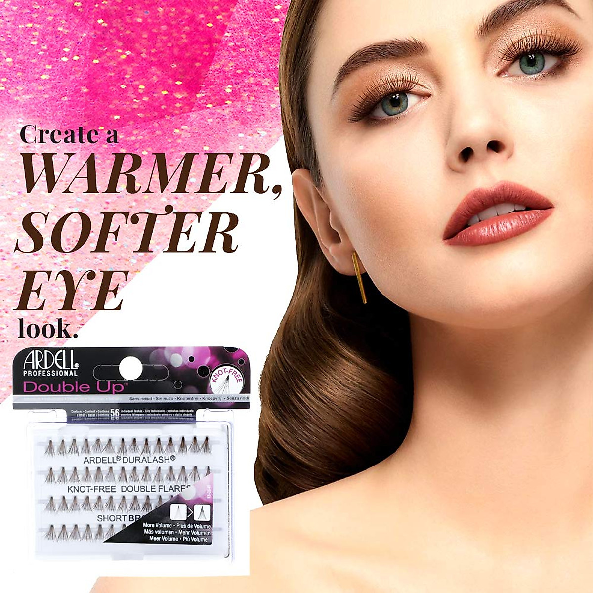 Ardell False Eyelashes Double Up Individuals Knot-Free Short Brown 4 Pack