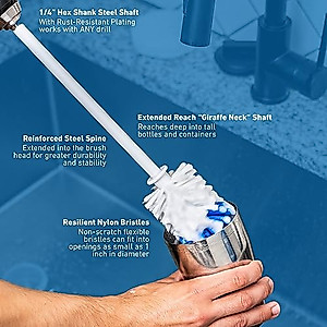 RotoScrub Bottle Brush - Drill Accessory - Clean Water Bottles, Coffee Mugs, Cups, Pots, Glasses, Jars, Blenders & Pitchers