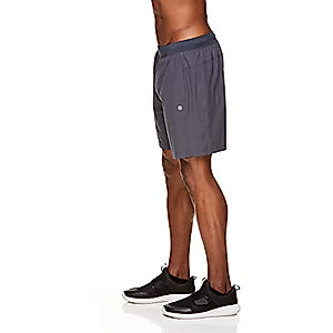 Gaiam Men's Yoga Shorts with Liner - Athletic Gym Running and Workout Shorts with Pockets - Upside Ebony, Small
