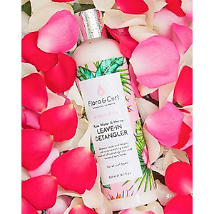 Flora & Curl Rose Water & Honey Leave-in Detangler for Kinky and Curly Natural Hair 10.5 fluid-oz