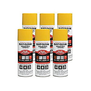 Rust-Oleum 1644830-6PK Industrial Choice 1600 System Multi-Purpose Spray Paint, 12 oz, OSHA Safety Yellow, 6 Pack