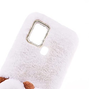 Fluffy Fur Plush Case for Infinix Hot 10 Lite Silicone Case Soft Cute Corgi Fluffy Fur Skin Back Cover Protective Phone Case Shockproof Anti-Scratch for Infinix Smart 5/Hot 10 Lite Case,White Corgi