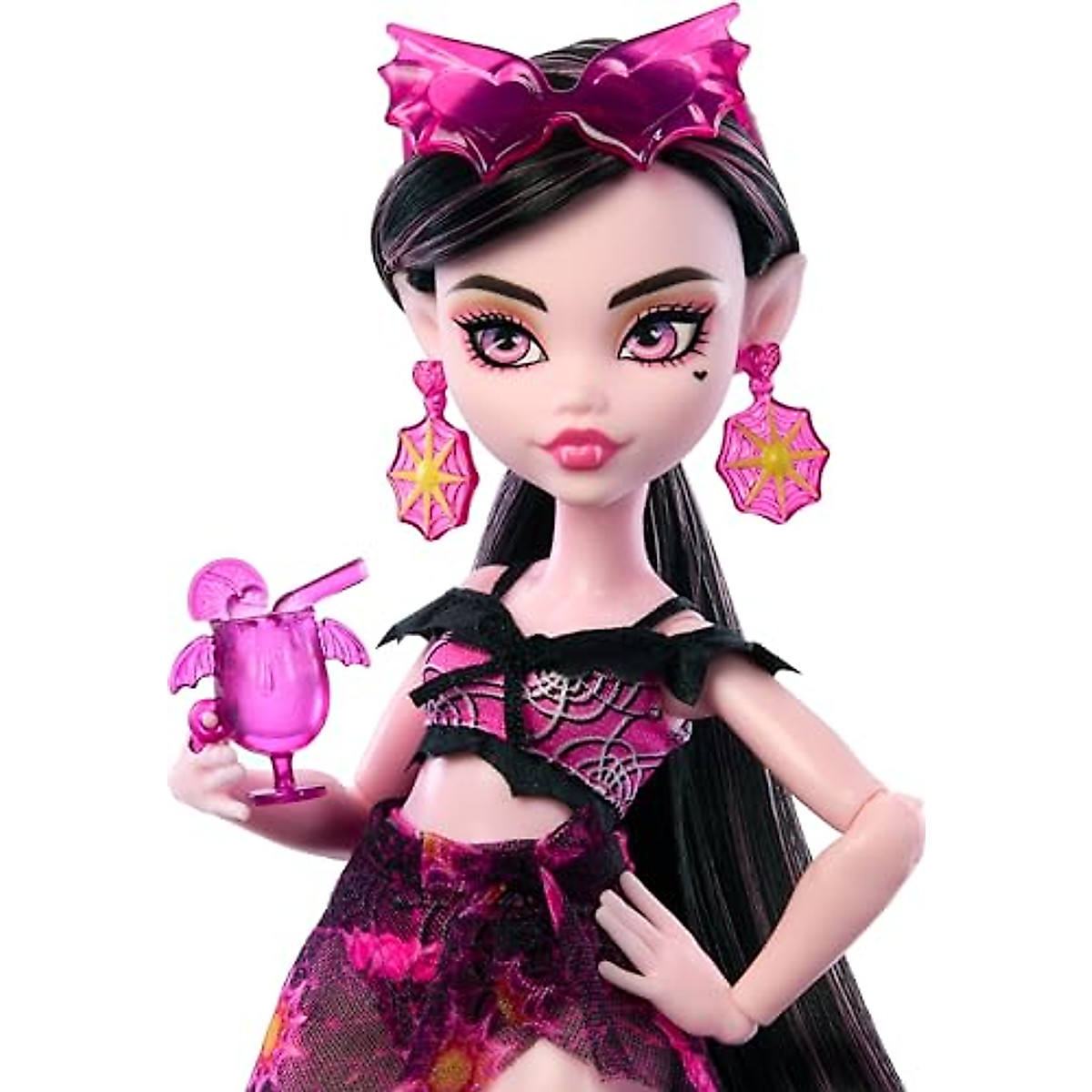 Monster High Scare-adise Island Draculaura Doll with Swimsuit, Sarong & Beach Accessories like Hat, Sunscreen & Tote