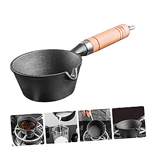 SHOWERORO Mini Hot Oil Pan Butter Warmer Pot Baking Heating Holder Lead Melting Pot Milk Pan Pasta Pot Milk Saucepan Cast Iron Pot Omelette Pan Frying Pan Small Tools Baby Wooden With Cover