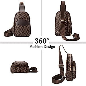 KEMZA Sling Crossbody Backpack Shoulder Bag for Hiking Walking Biking Travel Cycling Men Women (Brown)