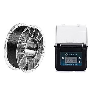 Comgrow 3D Printer PLA Filament 1KG 1.75mm Spool Black Color and 3D Printer Filament Dryer Box