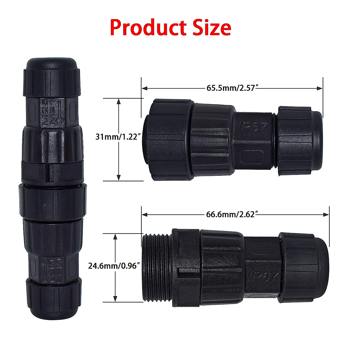 JINKAIMING M25 Wire to Wire 3 Pin Connector Male and Female Welding Cable Electrical Plug Waterproof IP67 for WVC Solar Grid Tie Micro Inverter Power AC Cable