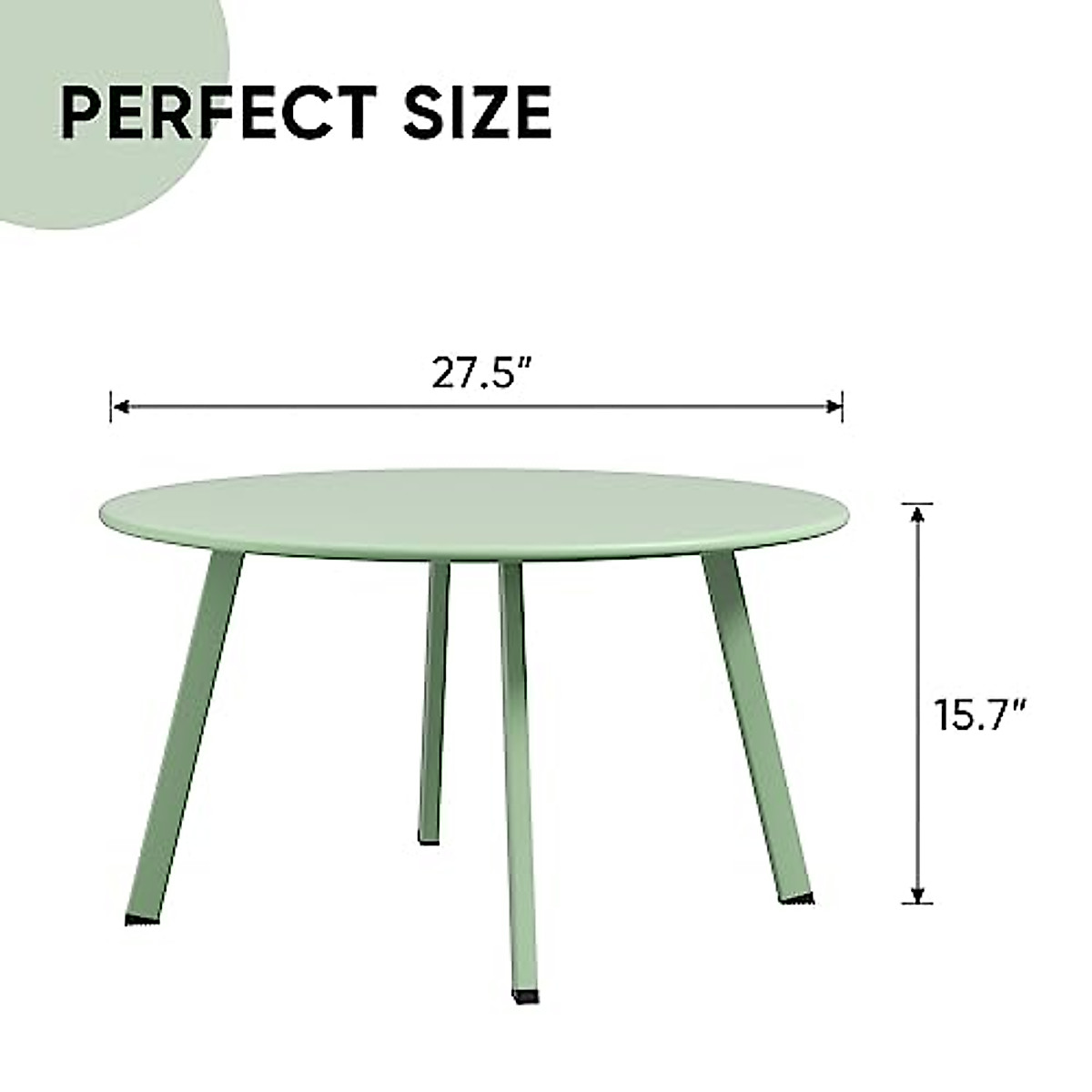 Nalupatio Patio Round Outdoor Coffee Table Side Table Round end Table Weather Resistant Steel Large/Normal Round End Table Outdoor Side Table for Balcony, Porch, Deck, Poolside Yard Garden