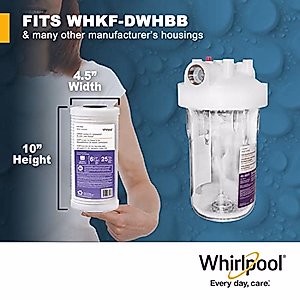 Whirlpool Whole House Large Capacity Sediment Filter WHKF-GD25BB, NSF Certified 25 Micron Filtration, 6-Month Filter Life, Protects Dishwasher, Laundry Machines and other Water Appliances