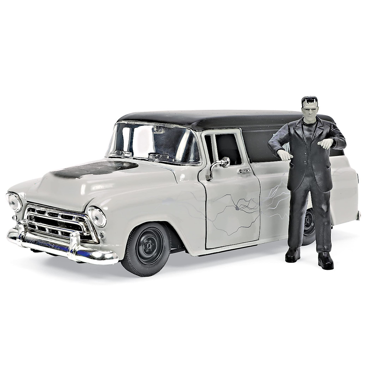Jada Toys Universal Monsters 1:24 1957 Chevy Suburban Die-cast Car & 2.75" Frankenstein Figure, Toys for Kids and Adults