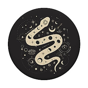 Snake Mystic Astrology Moon Stars Black PopSockets Standard PopGrip