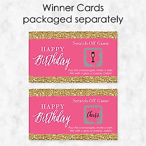 Big Dot of Happiness Chic Happy Birthday - Pink and Gold - Birthday Party Game Scratch Off Cards - 22 Count