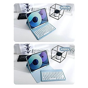 Keyboard Case for iPad Mini 7th/6th Generation 8.3 Inch, Case for iPad Mini 7 A17 Pro/Mini6 Keyboard with Mouse, Cute Round Key Detachable Keyboard Case with Pencil Holder, Pink