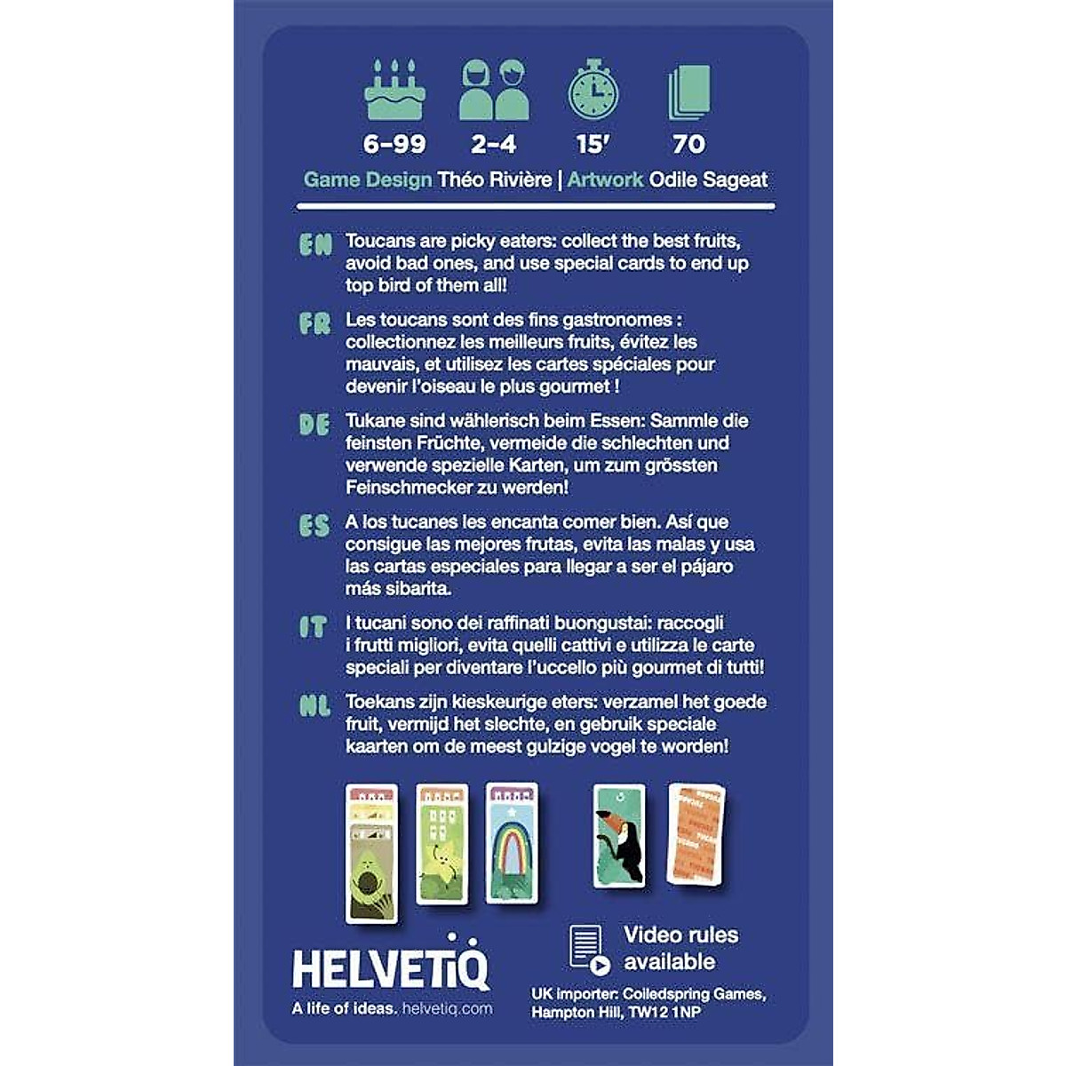 Tucano Card Game - A Tropical Strategy Adventure of Juicy Fruits and Clever Tactics! Fun Family Game for Kids & Adults, Ages 6+, 2-4 Players, 15 Minute Playtime, Made by Helvetiq