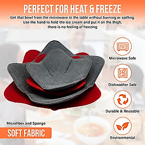 RS Collections 4 Pieces Microwave Bowl or Pot Holders Microwave bowl holder set to keep food warm Heat Resistant Potholder Protector Large Hot Pads Microwave Plate Holder (Gray & Red)