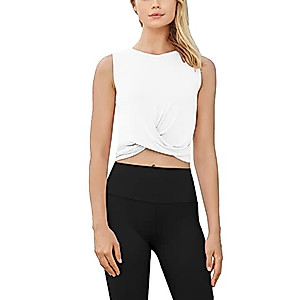 Bestisun Workout Athletic Crop Tops Yoga Crop Top Workout Shirts Cropped Workout Tank Gym Yoga Shirt Fitness Clothes Workout Tops White XL