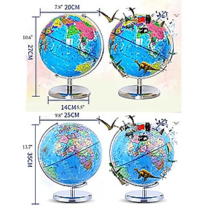 geographic globe Global 9.8" Blue Ocean World Globe With Metal Base Desktop Earth Globe Educational Geography Globes Of Earth For Kids & Adult world globe gift (Diameter 7.8"+ar) (